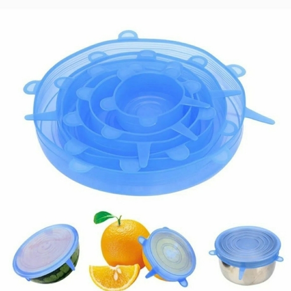 BOUTIQUE | Kitchen | New 6pc Blue Reusable Silicone Stretch Lids | Poshmark